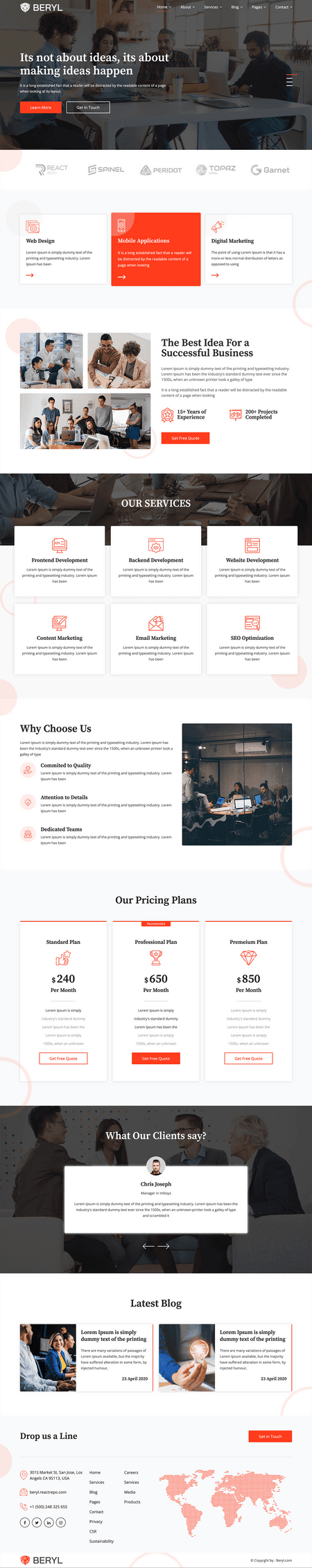 Beryl | Agency/Corporate HTML5 Template | Reactrepo