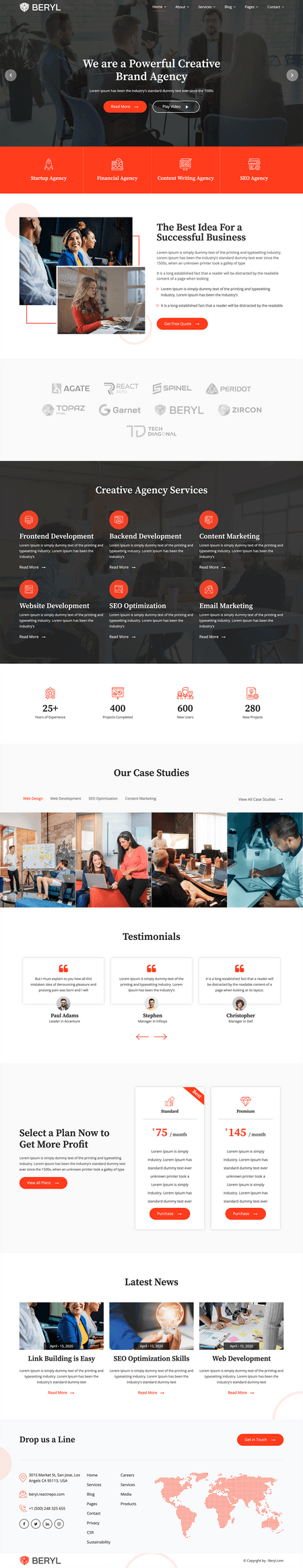 Beryl | Agency/Corporate HTML5 Template | Reactrepo