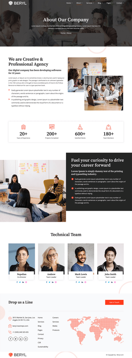 Beryl | Agency/Corporate HTML5 Template | Reactrepo