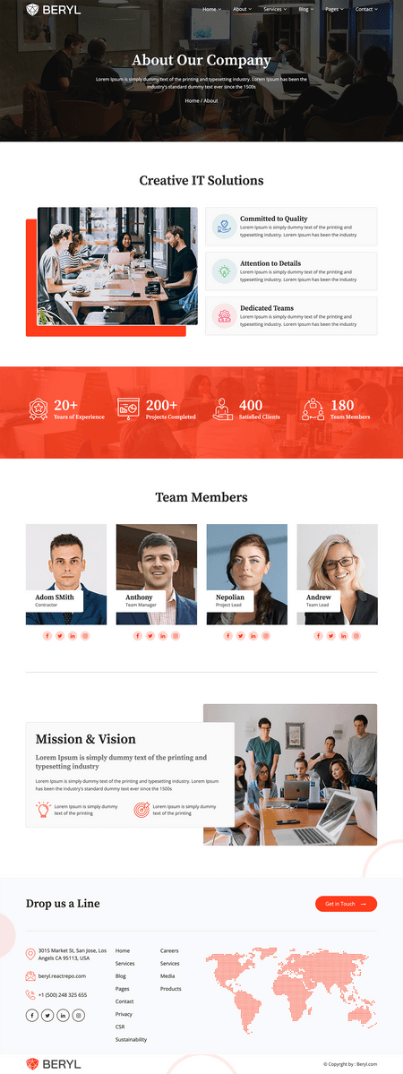 Beryl | Agency/Corporate HTML5 Template | Reactrepo